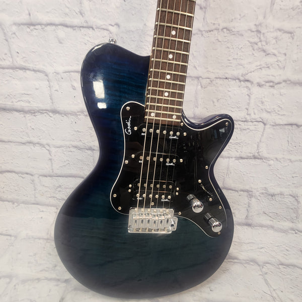 Godin SD24 Trans Blue Flame Top Electric Guitar Made in Canada w/ Delu - Evolution Music