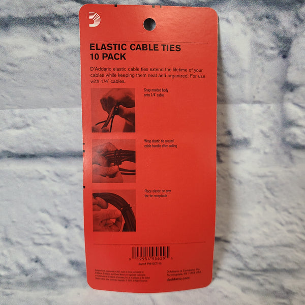 Daddario pw-ect-10 1/4' Elastic Cable Ties - Evolution Music