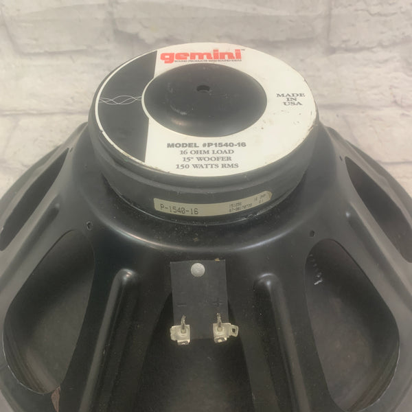 Gemini P1540-16 16ohm 150 Watt 15" Replacement Speaker - Evolution Music