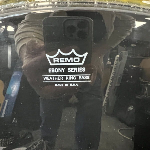 Remo 24 Weather King Bass Drum Head Harley Logo - Evolution Music