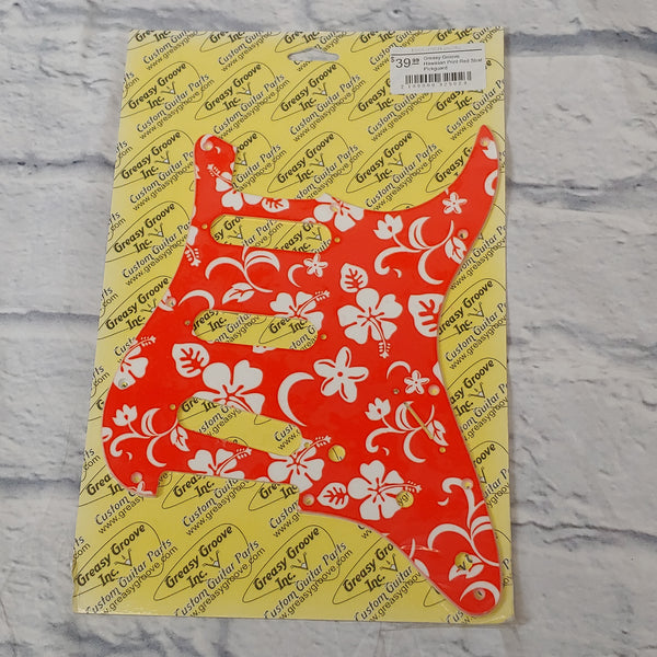 Greasy Groove Hawaiian Print Red Strat Pickguard - Evolution Music