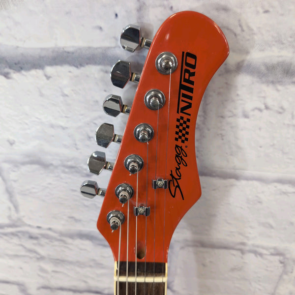 Stagg Nitro Telecaster Electric Guitar - Orange Checkered - Evolution Music