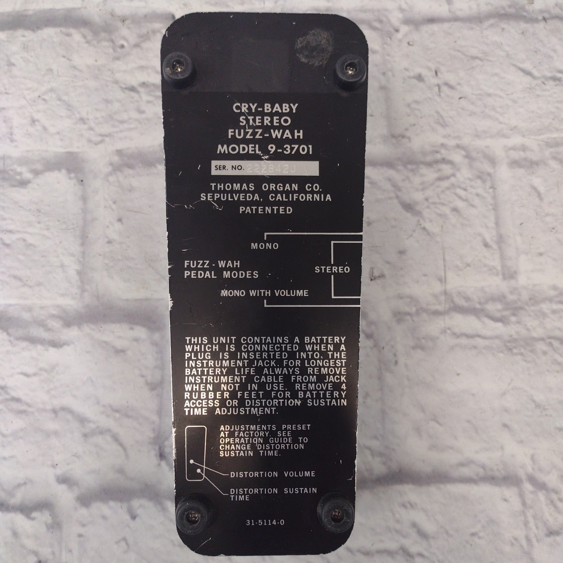 Vintage Thomas Organ Model 9-3701 Cry-Baby Stereo Fuzz Wah - Evolution ...