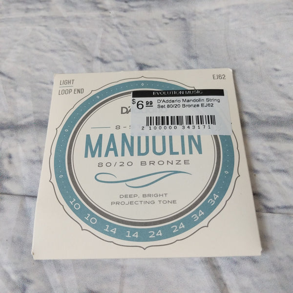 D'Addario Mandolin String Set 80/20 Bronze EJ62 - Evolution Music