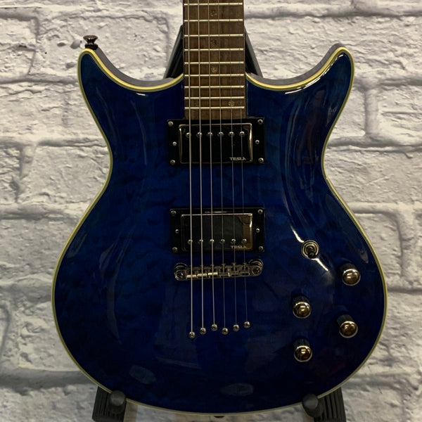 Hohner TB-2 Double Cutaway Electric Guitar Trans Blue - Evolution Music