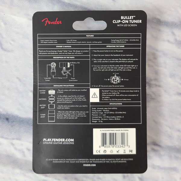 Fender Bullet Clip-On Guitar Tuner - Evolution Music