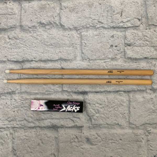 On-Stage Sticks Pair Maple Drumstick 5A Nylon Tip - Evolution Music