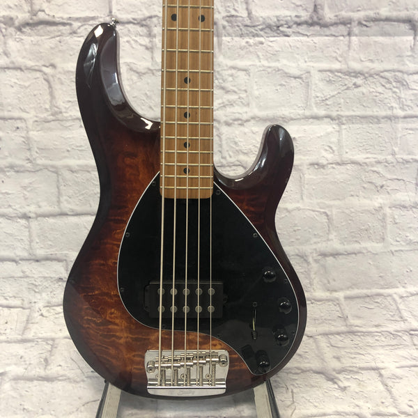 Sterling Stingray 5 String Bass Quilted Maple Island Burst - Evolution ...