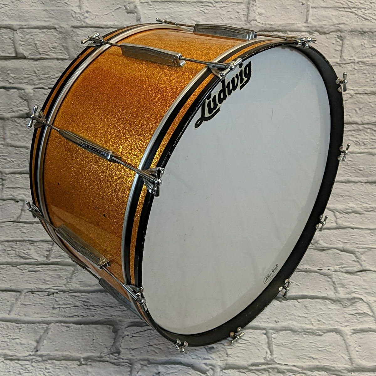 Vintage 1968 Ludwig 14x28 Keystone Badge Gold Sparkle Bass Drum ...