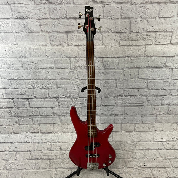Ibanez Red Gio Bass 4 String Bass Guitar w/ Gig Bag - Evolution Music