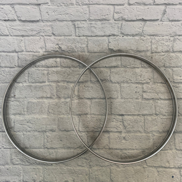Unbranded 22" Metal Bass Drum Hoops Pair (Chrome with Black Inlay ...