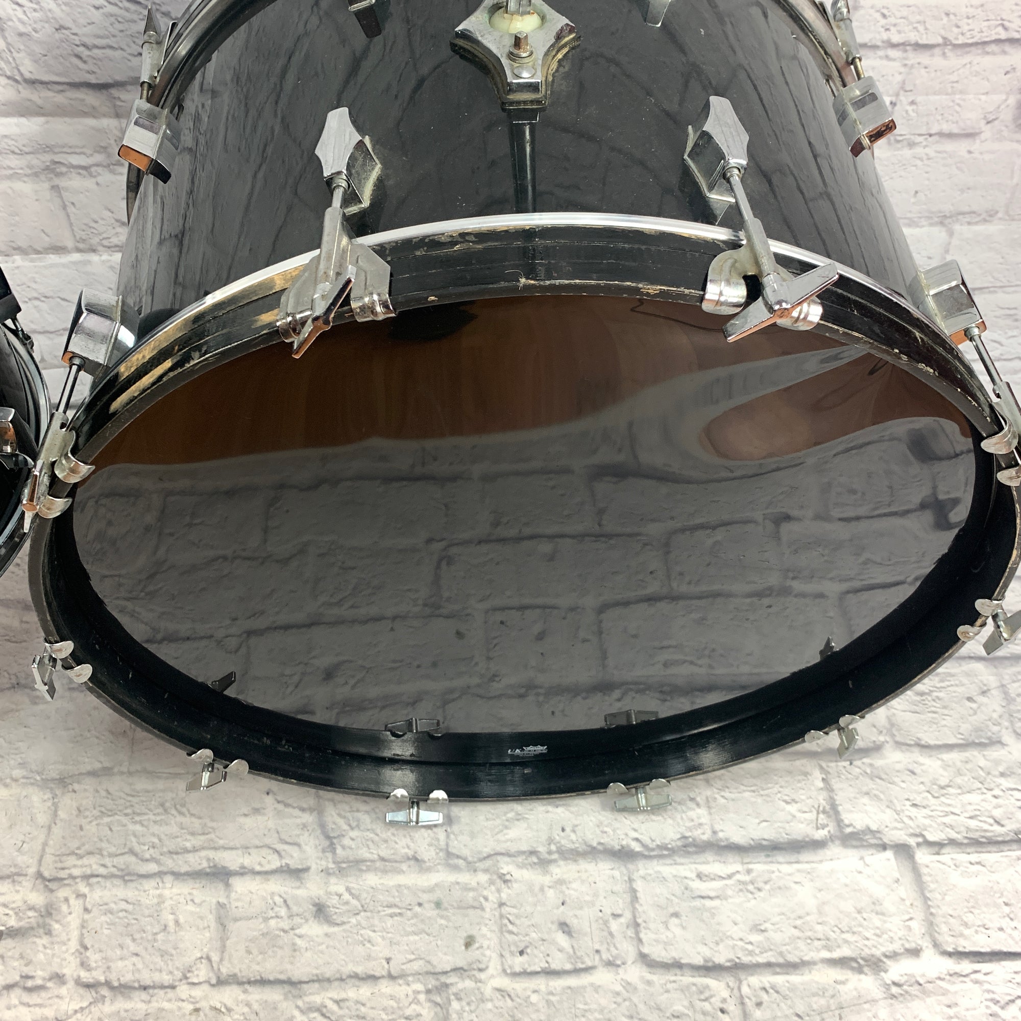 Vintage 1970s Fibes Crystalite Acrylic 4pc Drum Set Black - Evolution Music