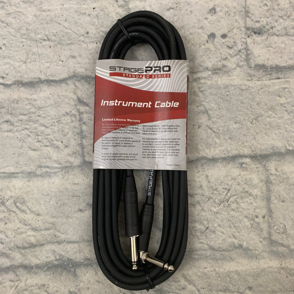 Stage Pro SPG20GR 20' 1/4" Instrument Cable Straight to Right Angle (B ...