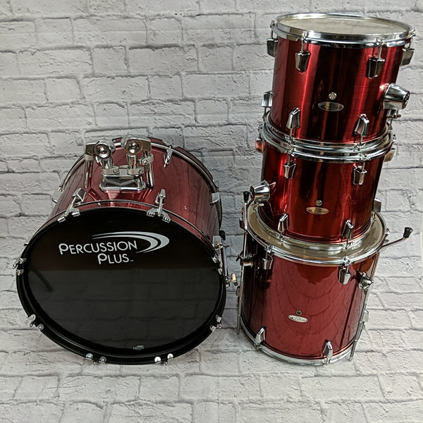 Percussion Plus Metallic Red 4pc Drum Set - Evolution Music