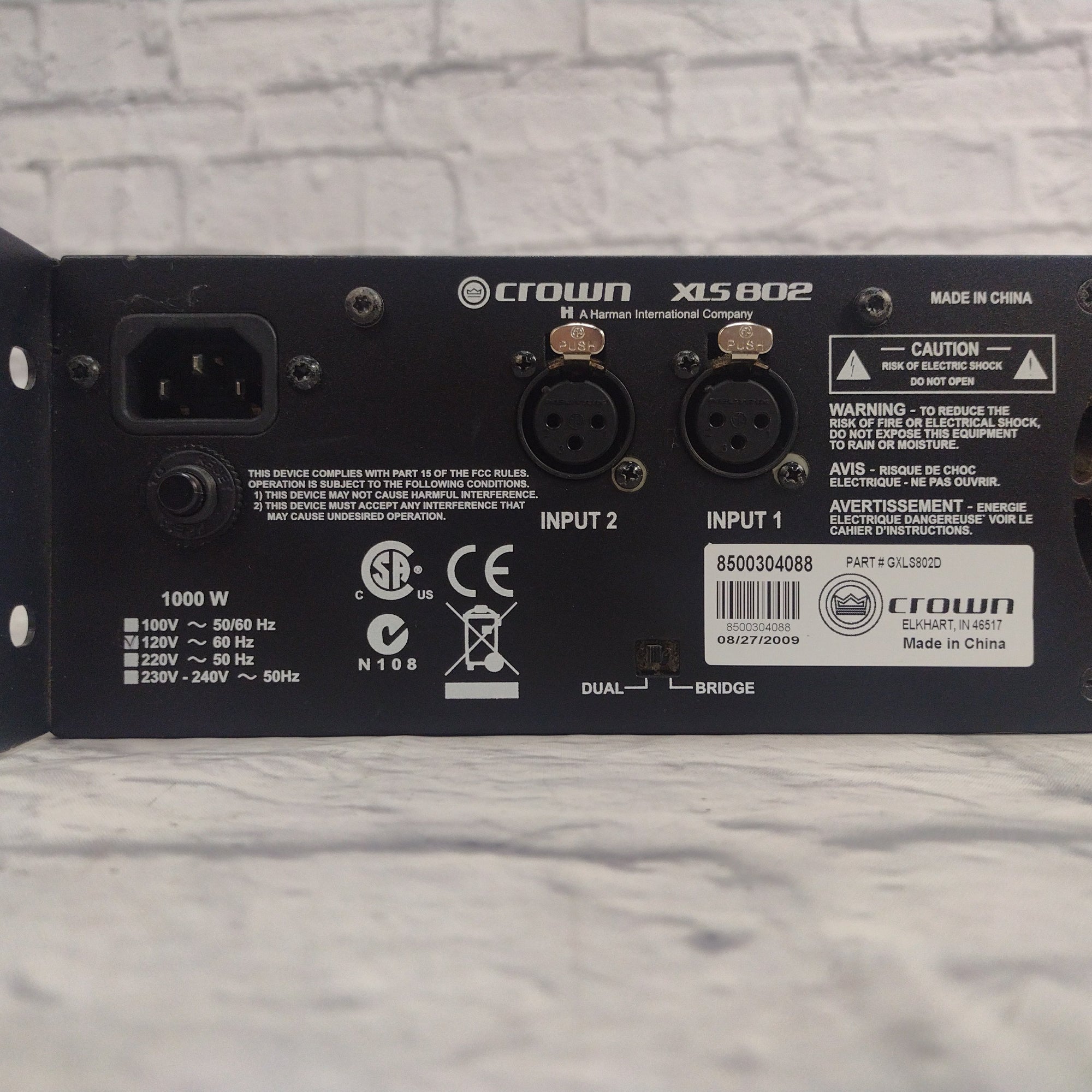 Crown XLS802 Power Amp - Evolution Music