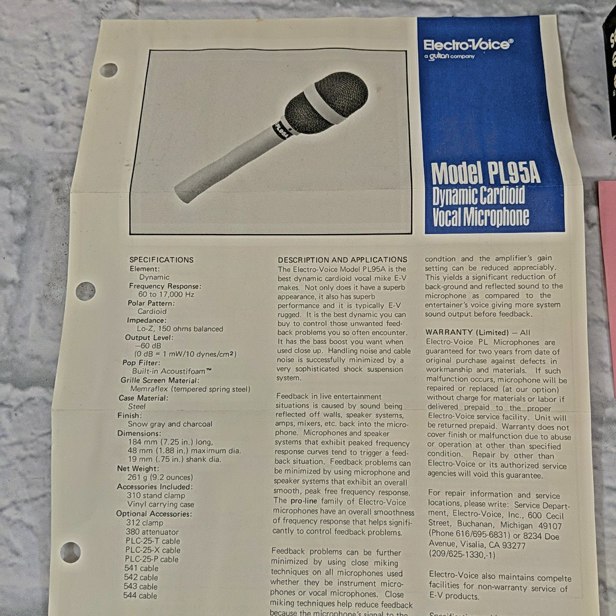 Electro-Voice PL95A Microphone - Evolution Music