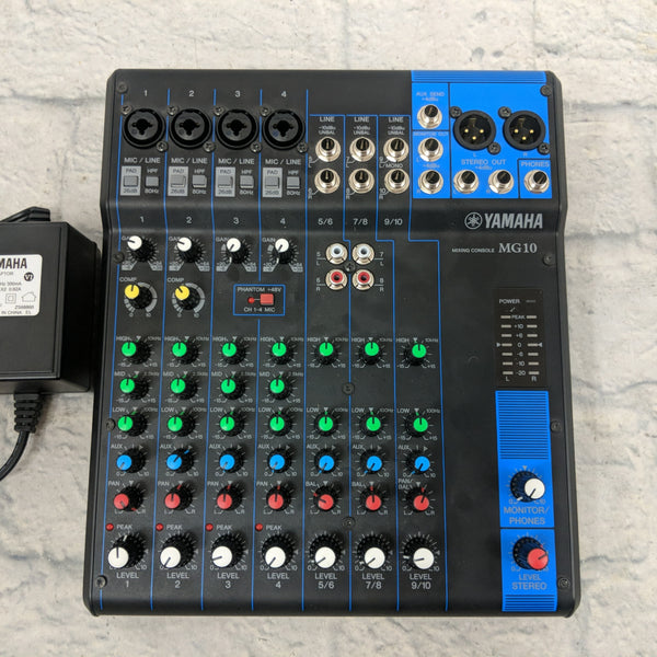 Yamaha MG10 10-Input 10-Channel XLR Output Stereo Mixer w Phantom Powe ...