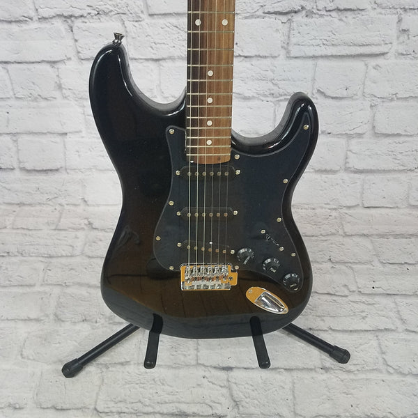 Austin AST100BK Strat Style Electric Guitar Black with Black Pickguard ...