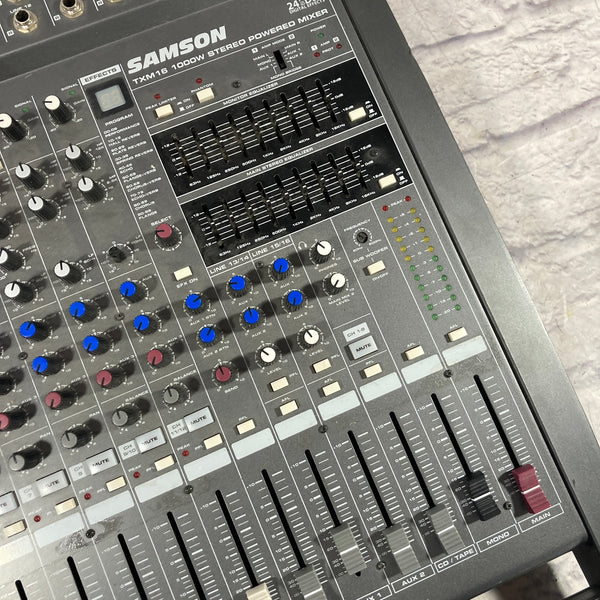 Samson TXM16 1000W Stereo Powered Mixer (mic 4 issue) - Evolution Music