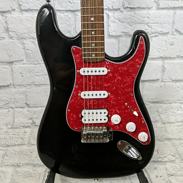 Samick Strat Electric Guitar - Black with Red Pickguard - Evolution Music
