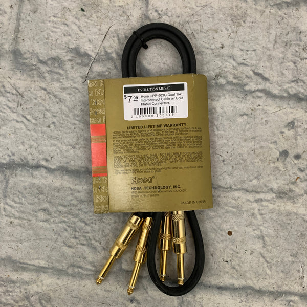 Hosa CPP-403G Dual 1/4" Interconnect Cable w/ Gold-Plated Connectors ...