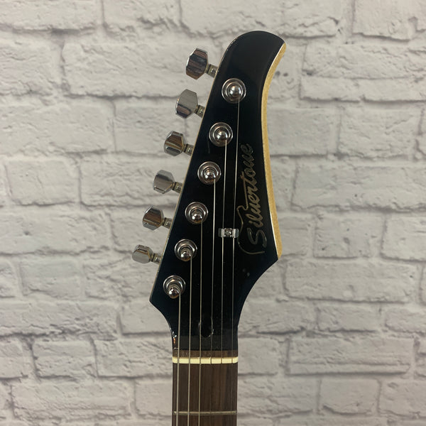 Silvertone SS15 Revolver Double Cut 2000s Blue Gray Stratocaster Guita ...