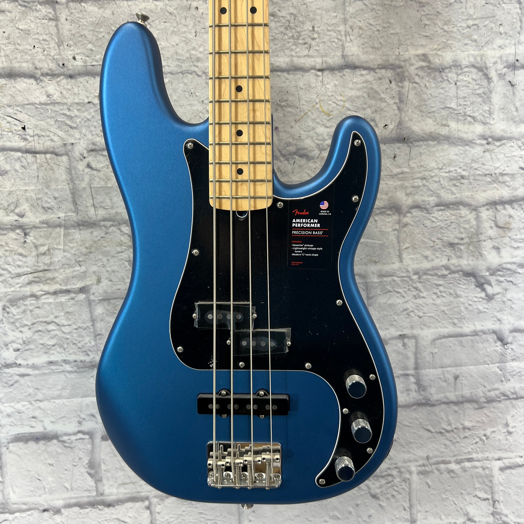 Fender American Performer Precision Bass 4 String Satin Lake Placid Bl ...