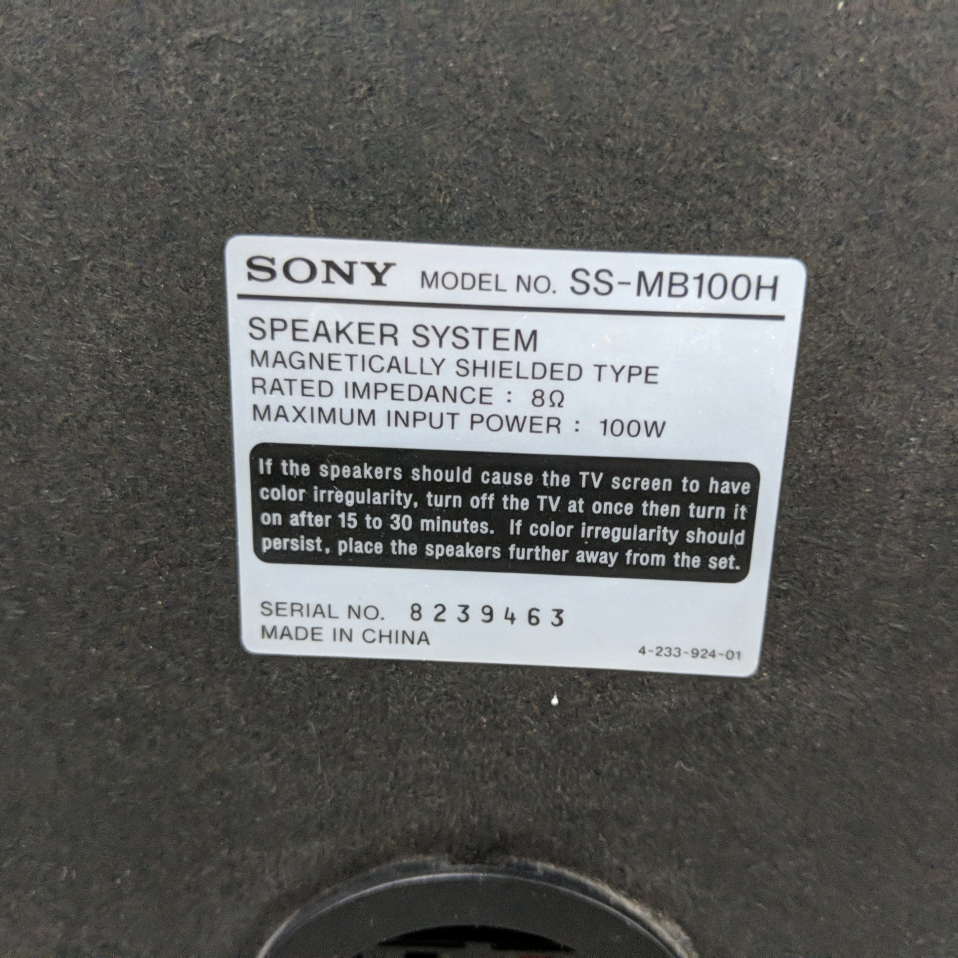Sony SS-MB100H Speakers (Pair) - Evolution Music